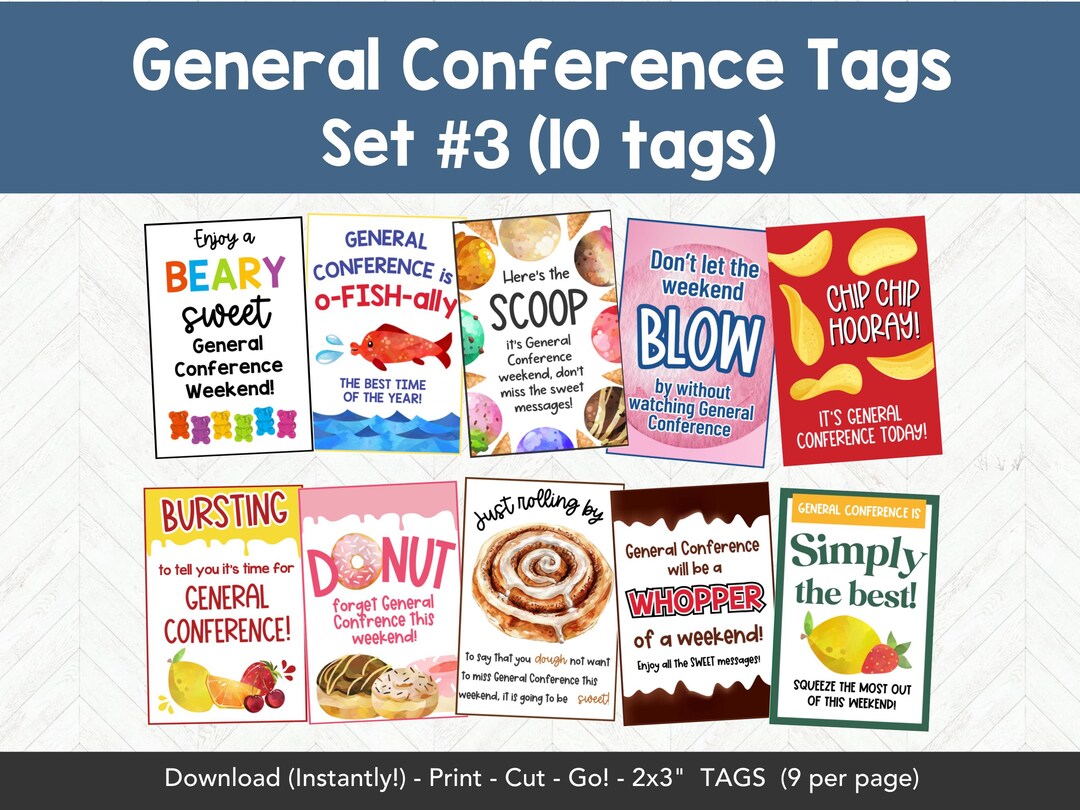 LDS Printable General Conference Treat Tag Bundle, Primary General ...