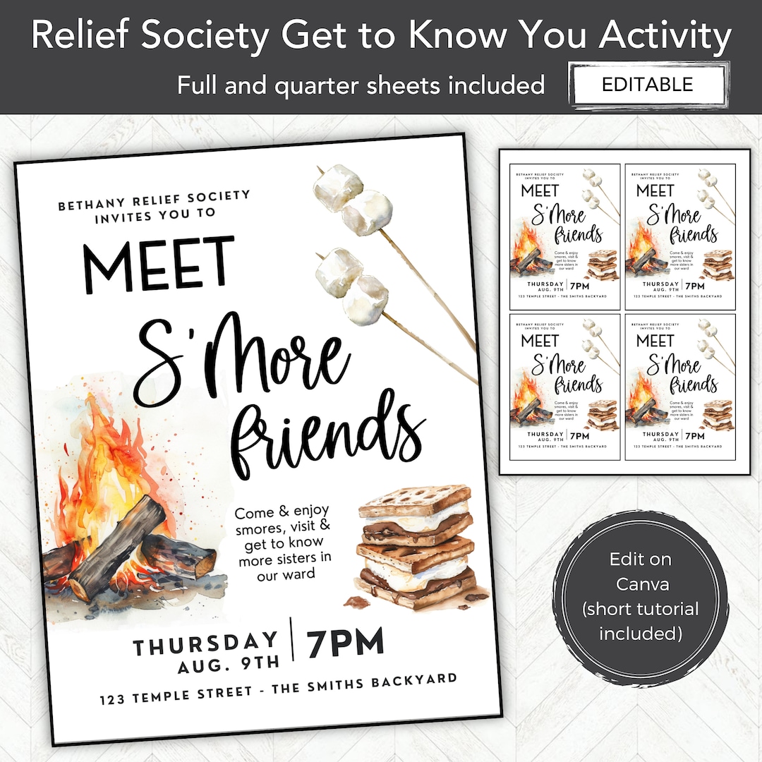 Relief Society Activity, EDITABLE RS Activity Invitation Flier, LDS ...