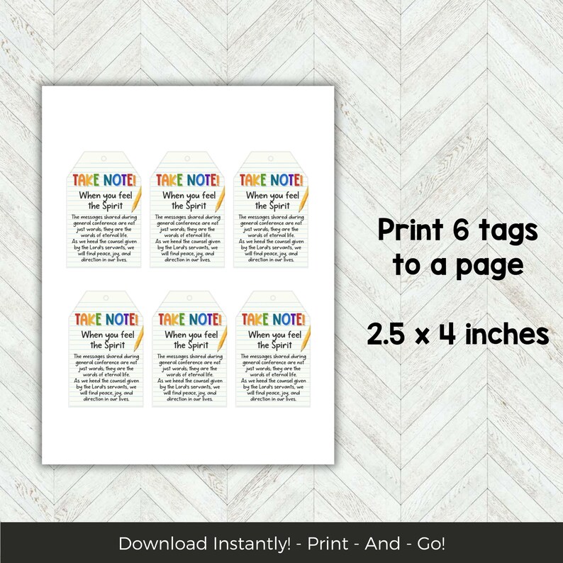 LDS General Conference Treat Tag, Primary General Conference Tag ...