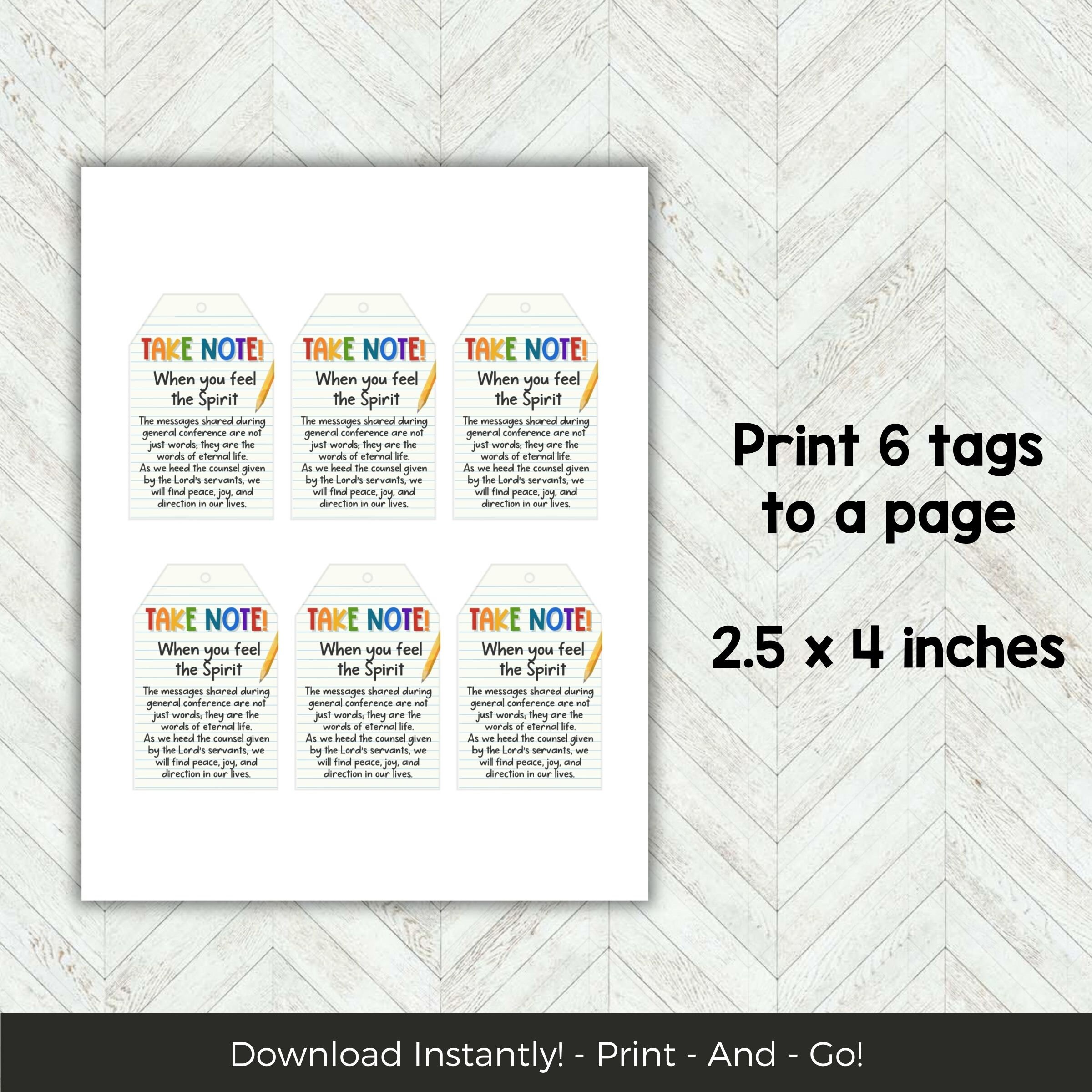 LDS General Conference Treat Tag, Primary General Conference Tag ...