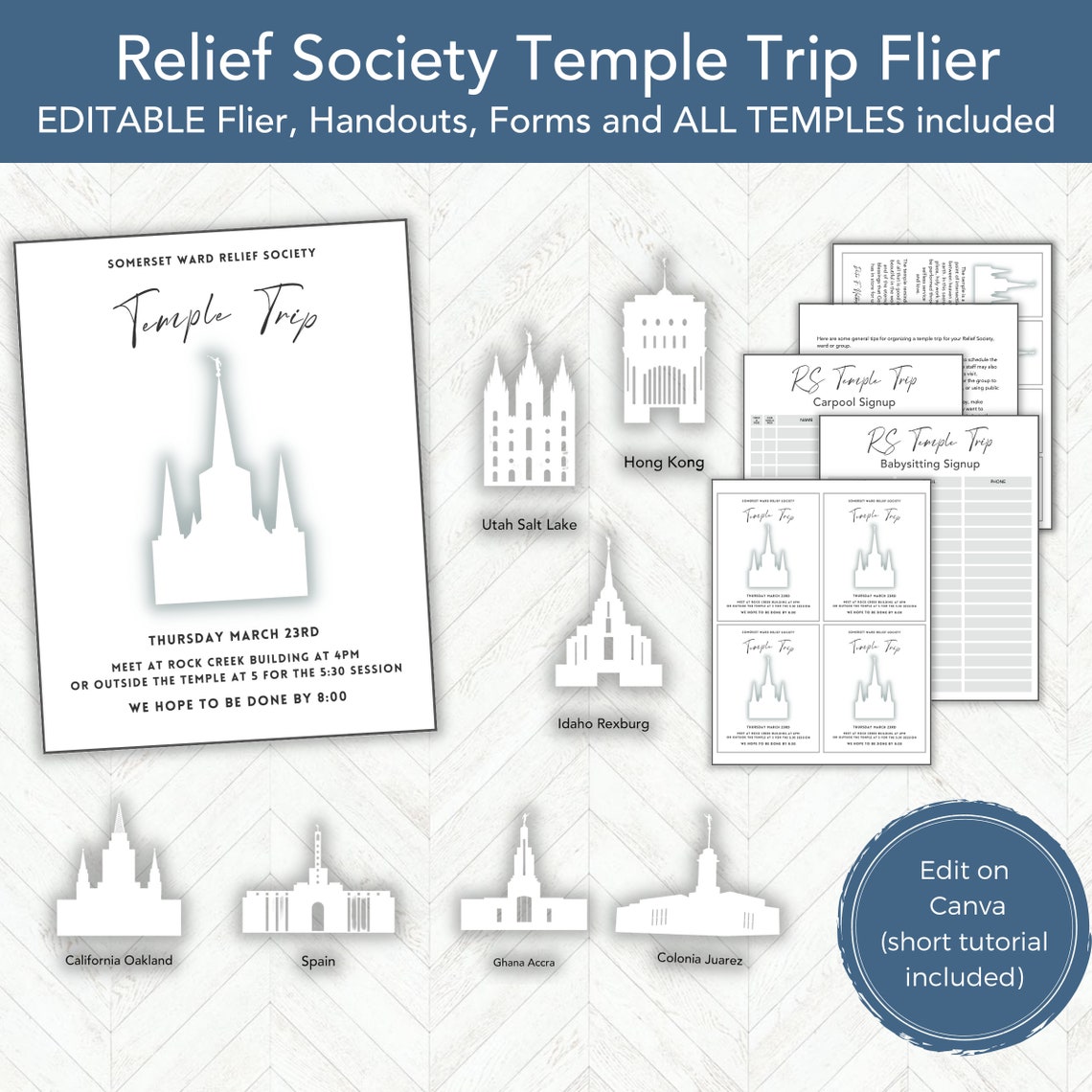 Relief Society Temple Night Activity, RS Activity Invitation Printable ...