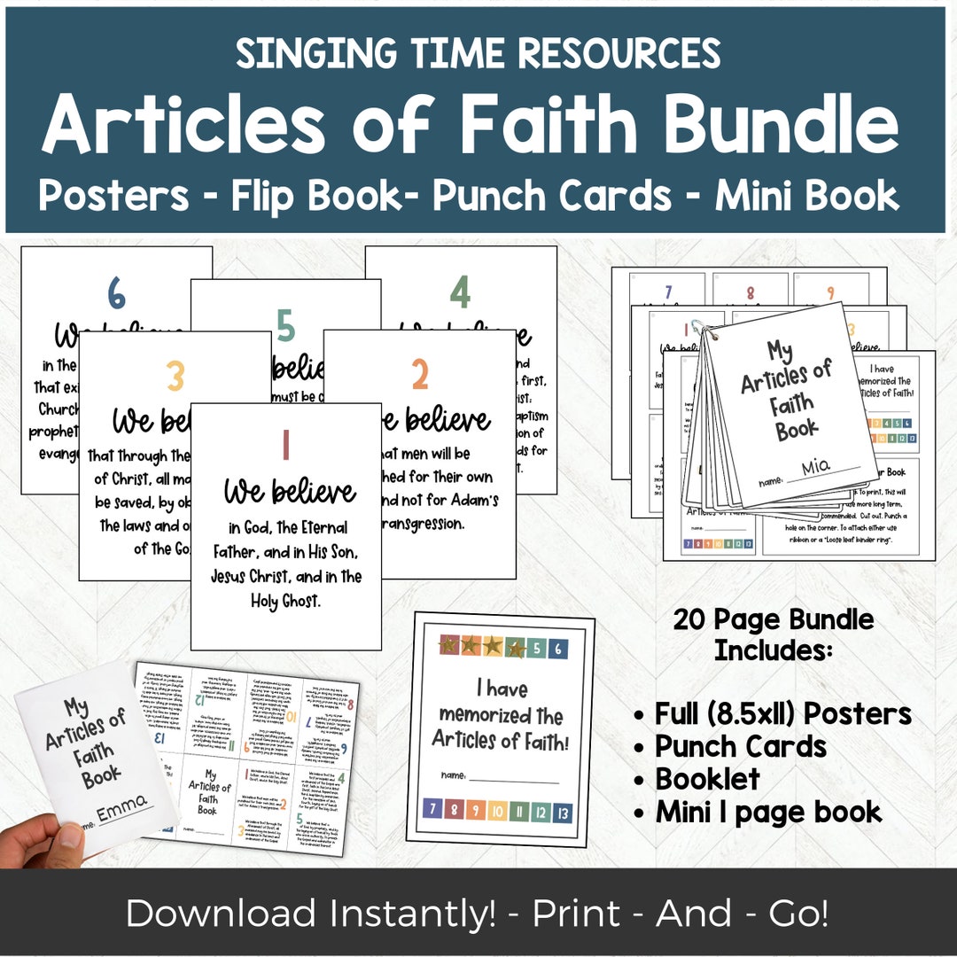 Articles of Faith Printable Bundle, LDS Primary Teacher and Music ...