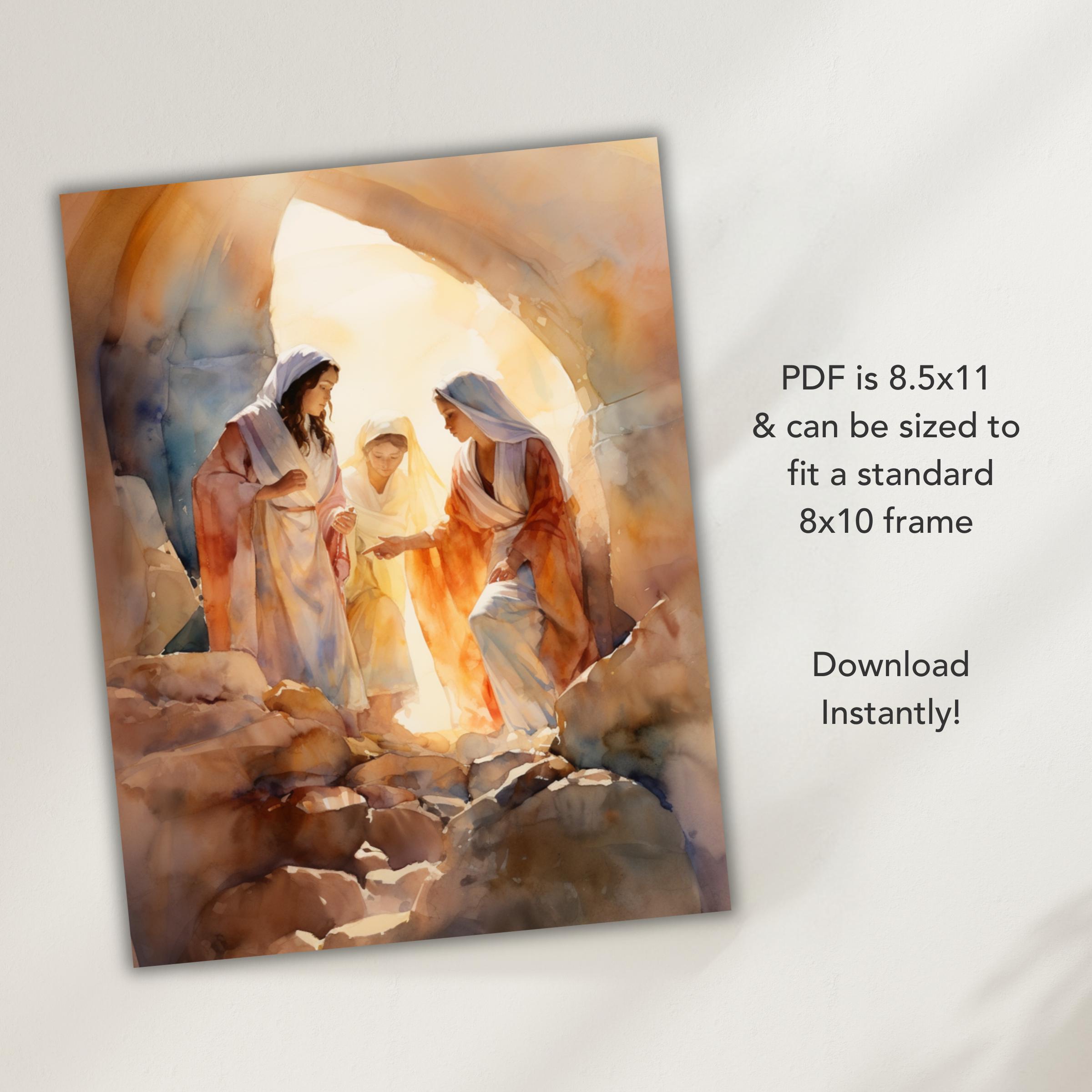 He is Risen Print, Printable Christian Wall Art, Empty Tomb Christian ...