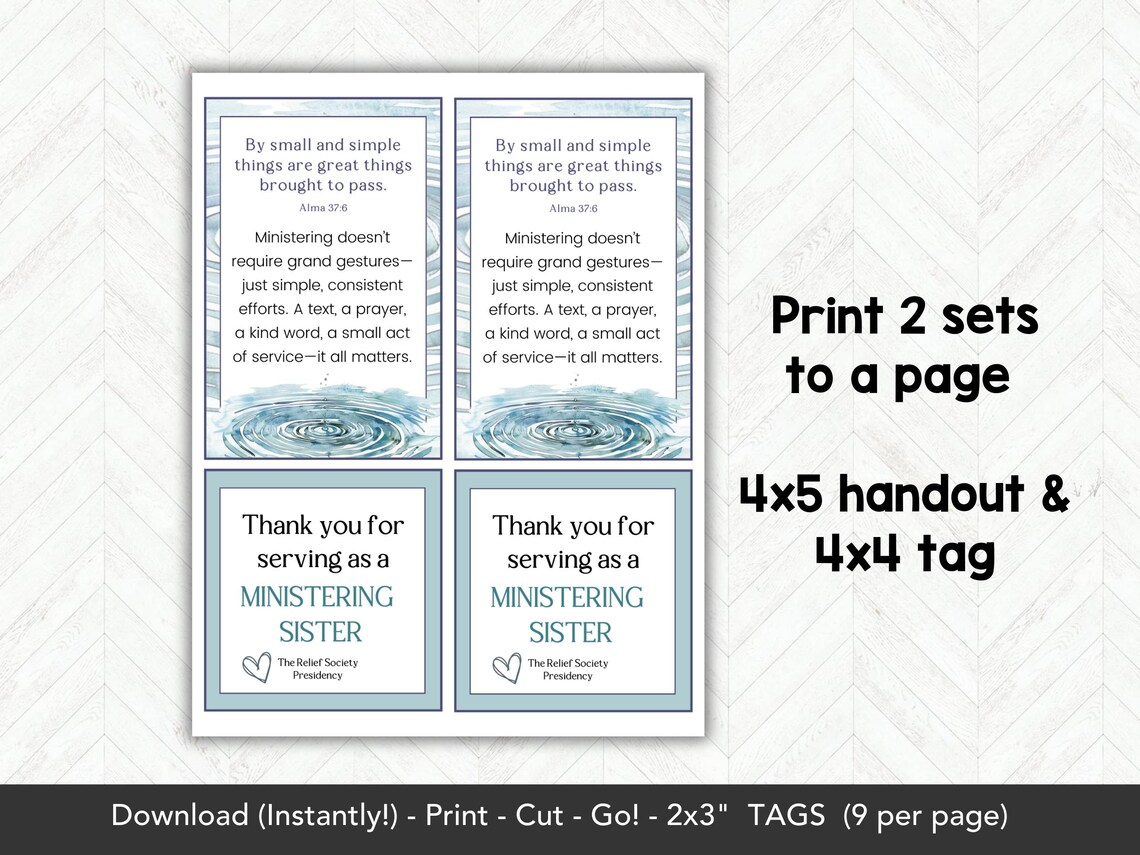 LDS Ministering Handout, Spring Ministering Gift Tag Idea, LDS Relief ...