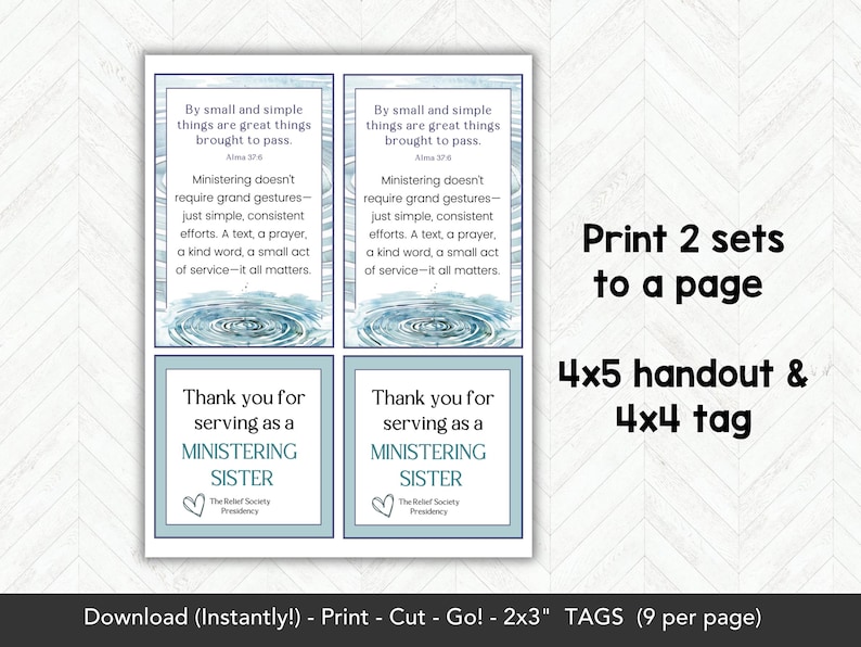 LDS Ministering Handout, Spring Ministering Gift Tag Idea, LDS Relief ...