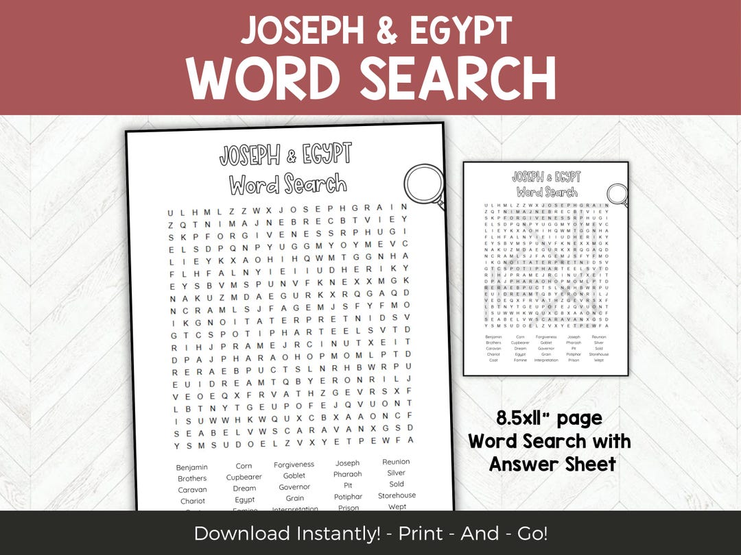 Joseph in Egypt Old Testament Bible Word Search, Bible Games, Sunday ...