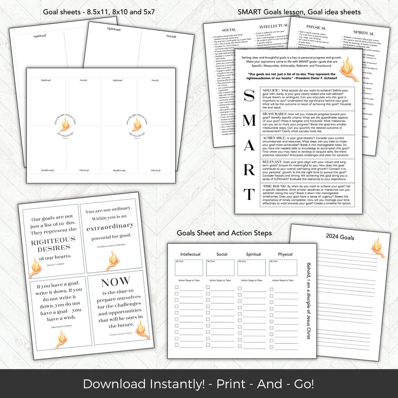 LDS Youth Theme 2024, Goal Setting Worksheet Planner Template, I Am a ...
