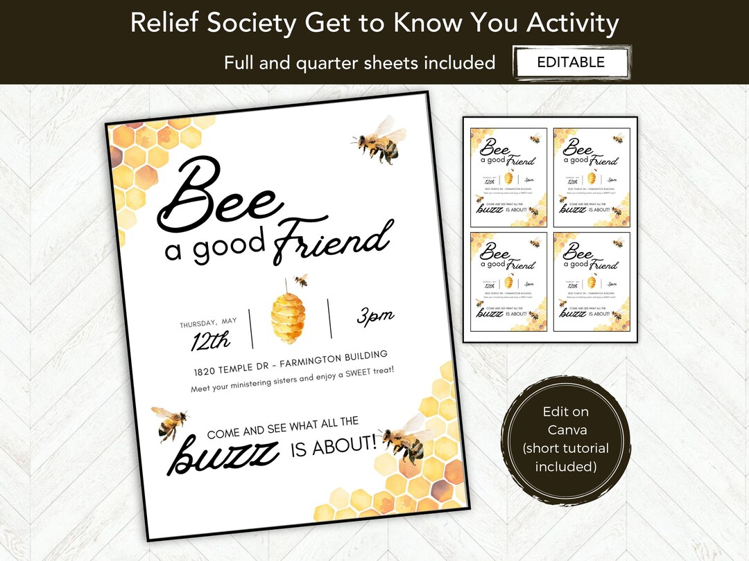 BEE - A Good Friend LDS Relief Society Ministering Sister Activity ...
