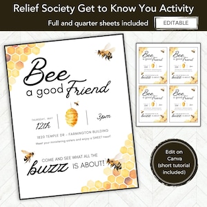 BEE - A Good Friend LDS Relief Society Ministering Sister Activity ...