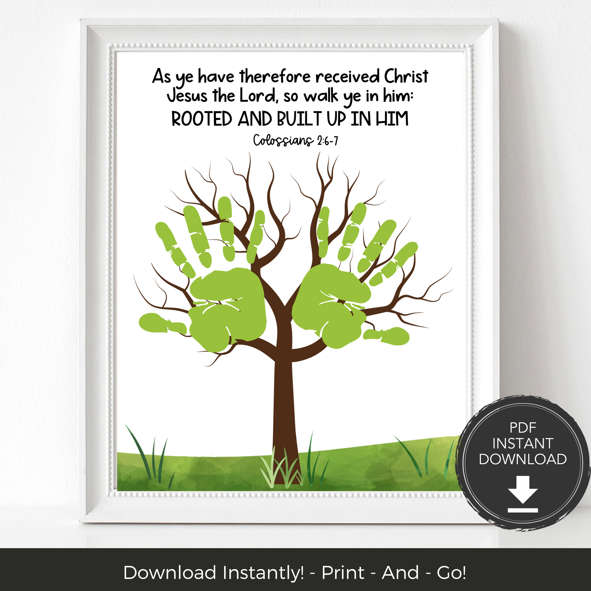 Be Rooted in Christ Childrens Bible Verse Handprint Craft, Christian ...