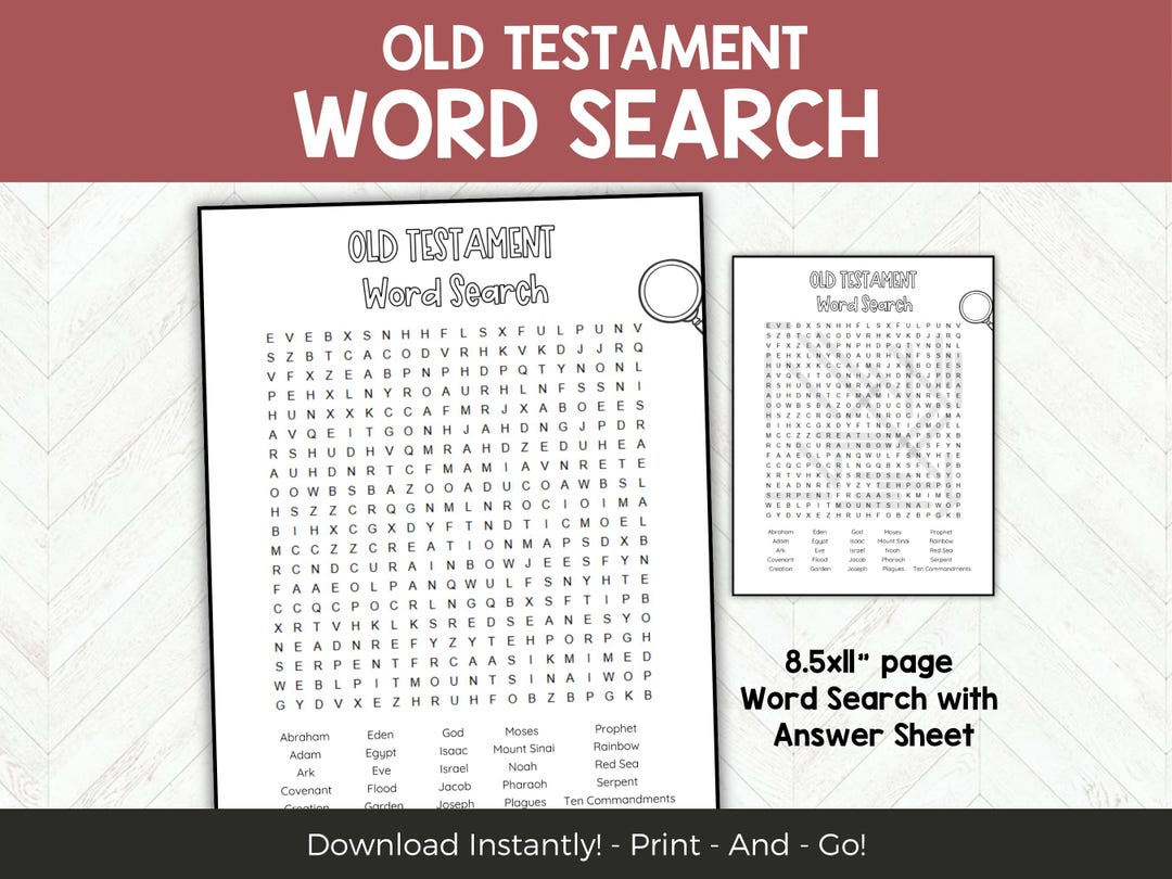 Old Testament Bible Word Search Puzzle, Printable Bible Games, Sunday ...