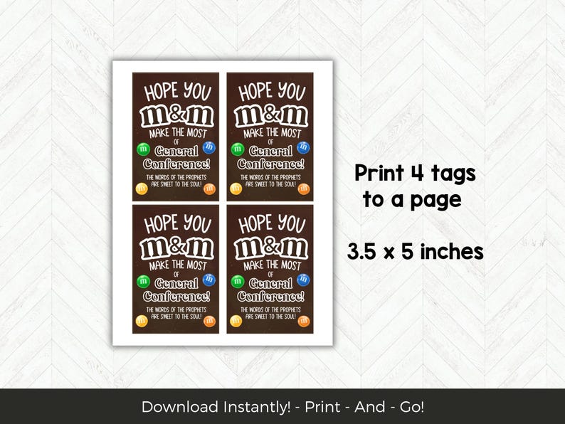 LDS General Conference Treat Tag, Primary General Conference Tag ...