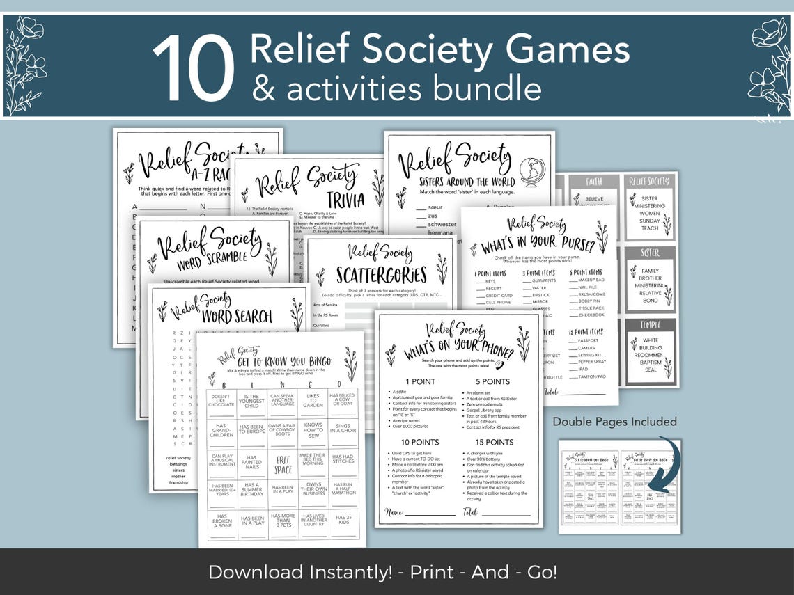 RELIEF SOCIETY Activity Game Bundle, Activity Printable, Get to Know ...