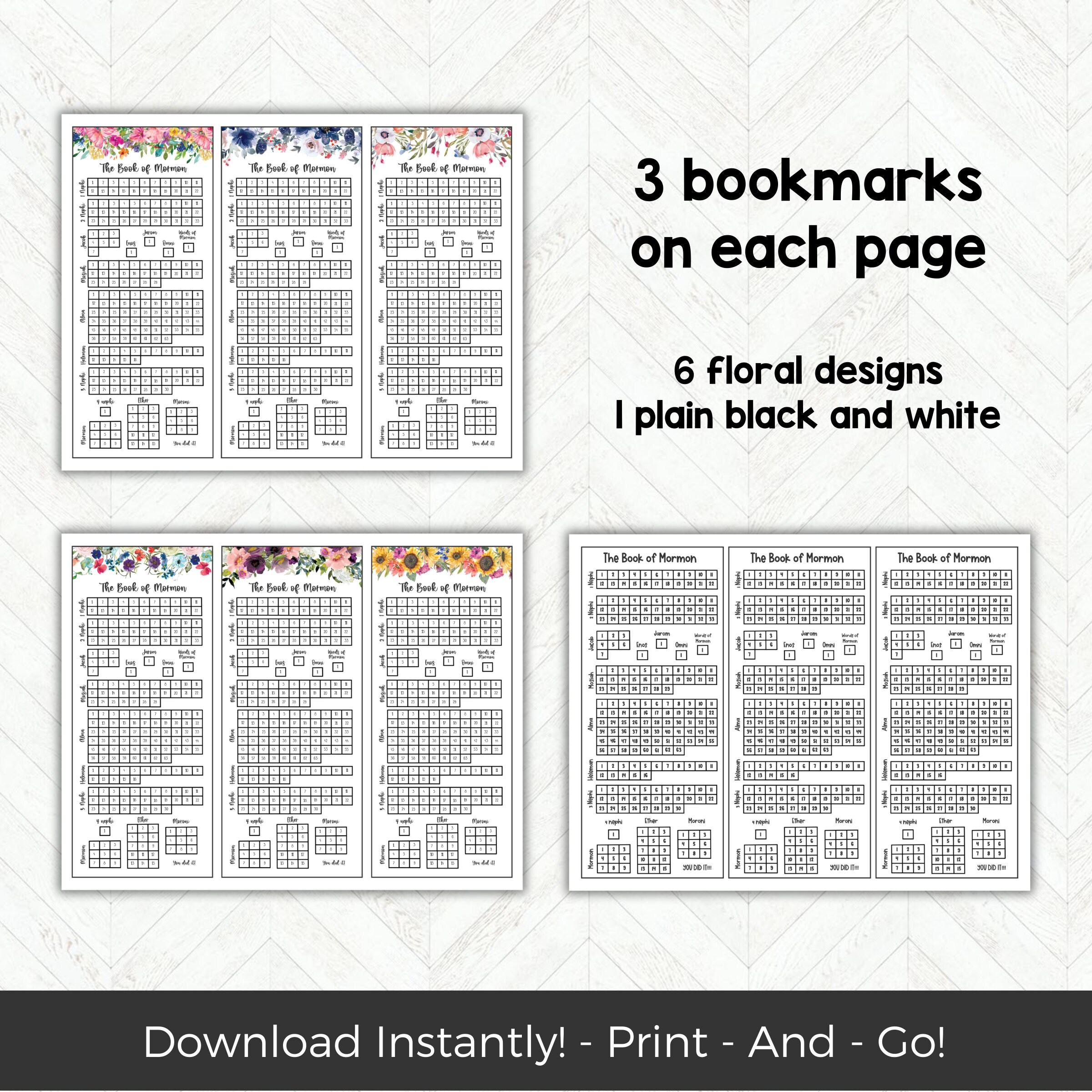 LDS Book of Mormon Reading Chart, Reading Chart Bookmark, Book of ...