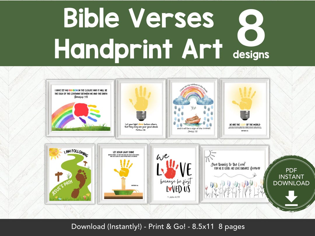 Bible Verse Handprint Craft Bundle, Christian Sunday School Designs ...