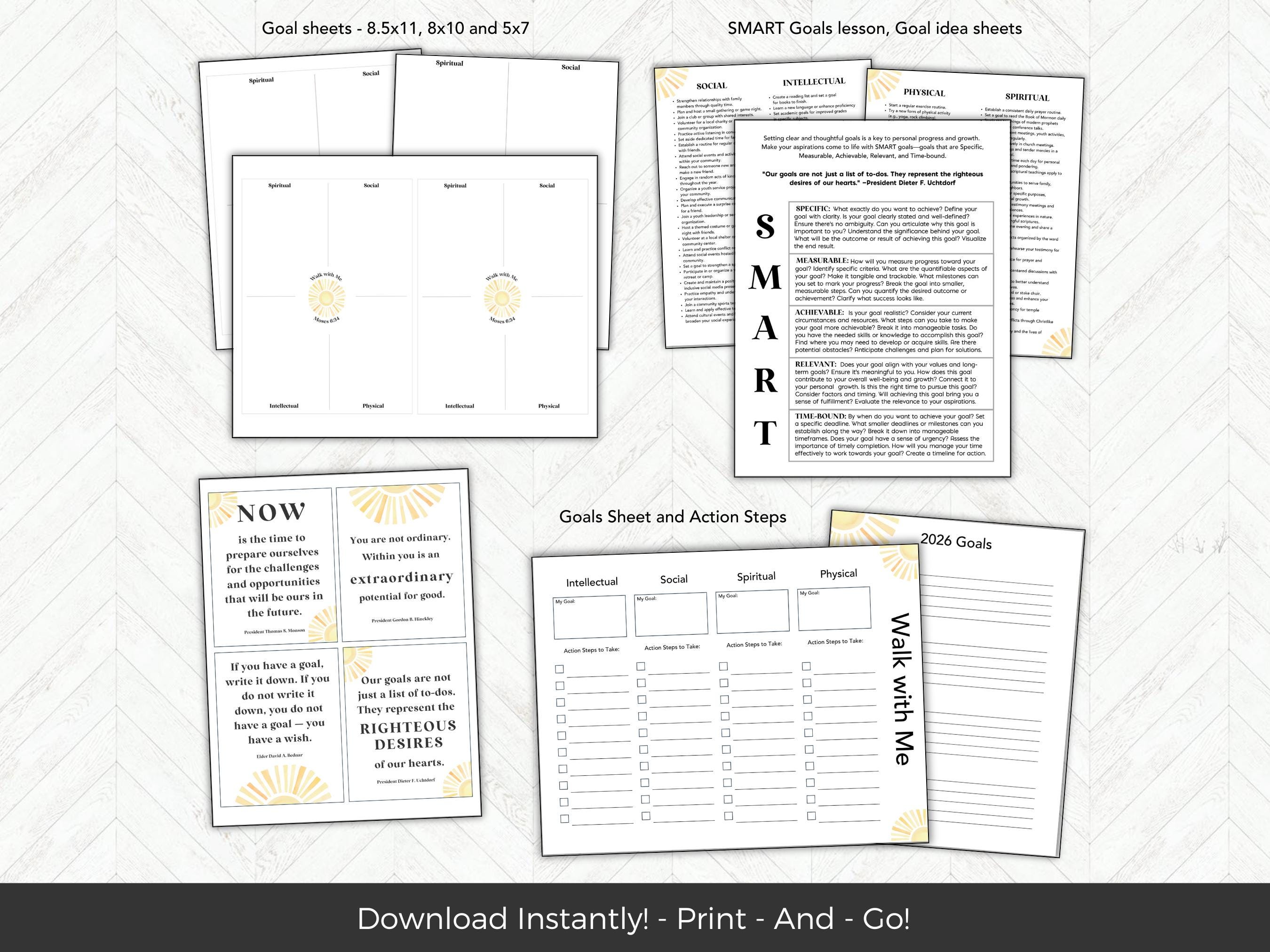 LDS Youth Theme 2026, Goal Setting Worksheet Planner Template, Walk ...