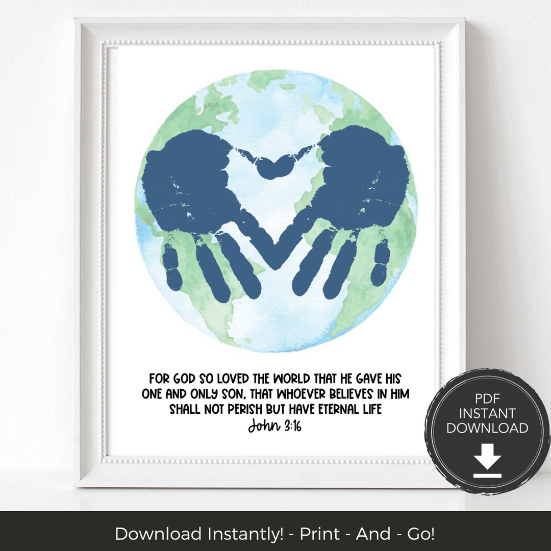 God so Loved the World Children's Bible Handprint Craft, Scripture ...
