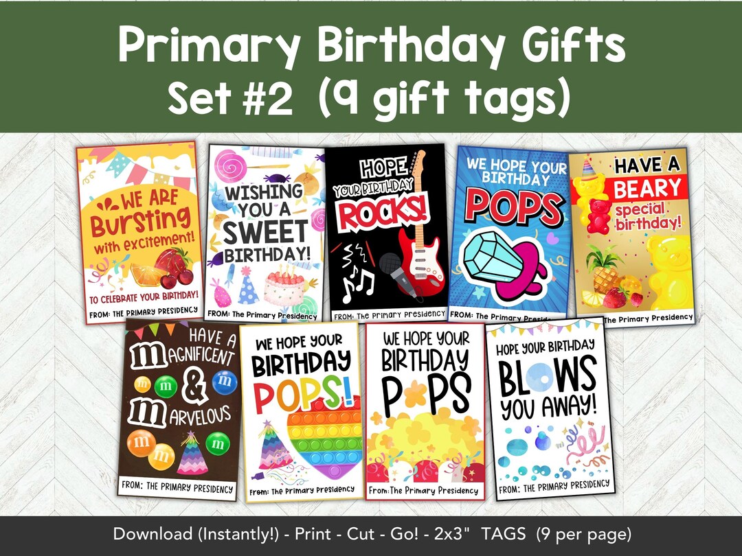 Printable LDS Primary Birthday Gift Tag, Happy Birthday Treat Tag for ...