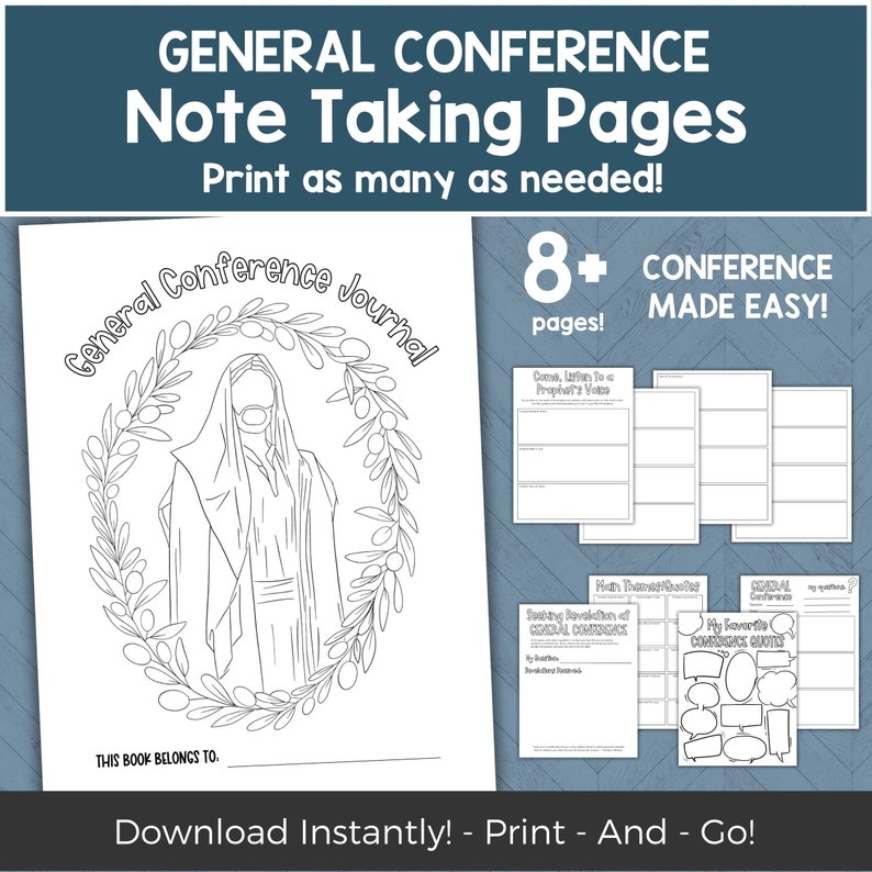 LDS General Conference Journal Printable, General Conference Notebook ...