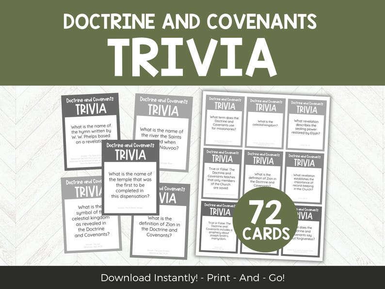 Doctrine and Covenants LDS Game, D&C Trivia Game for LDS Seminary Class ...