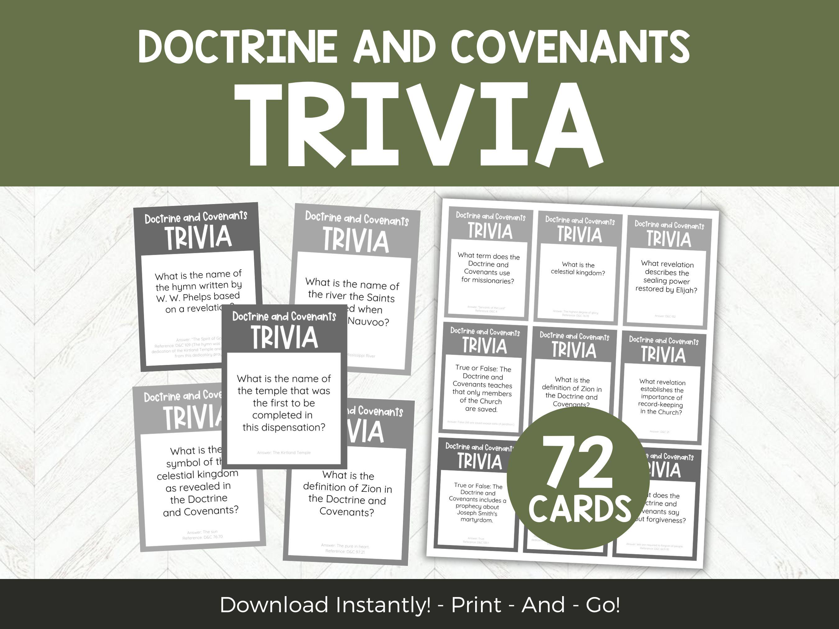 Doctrine and Covenants LDS Game, D&C Trivia Game for LDS Seminary Class ...