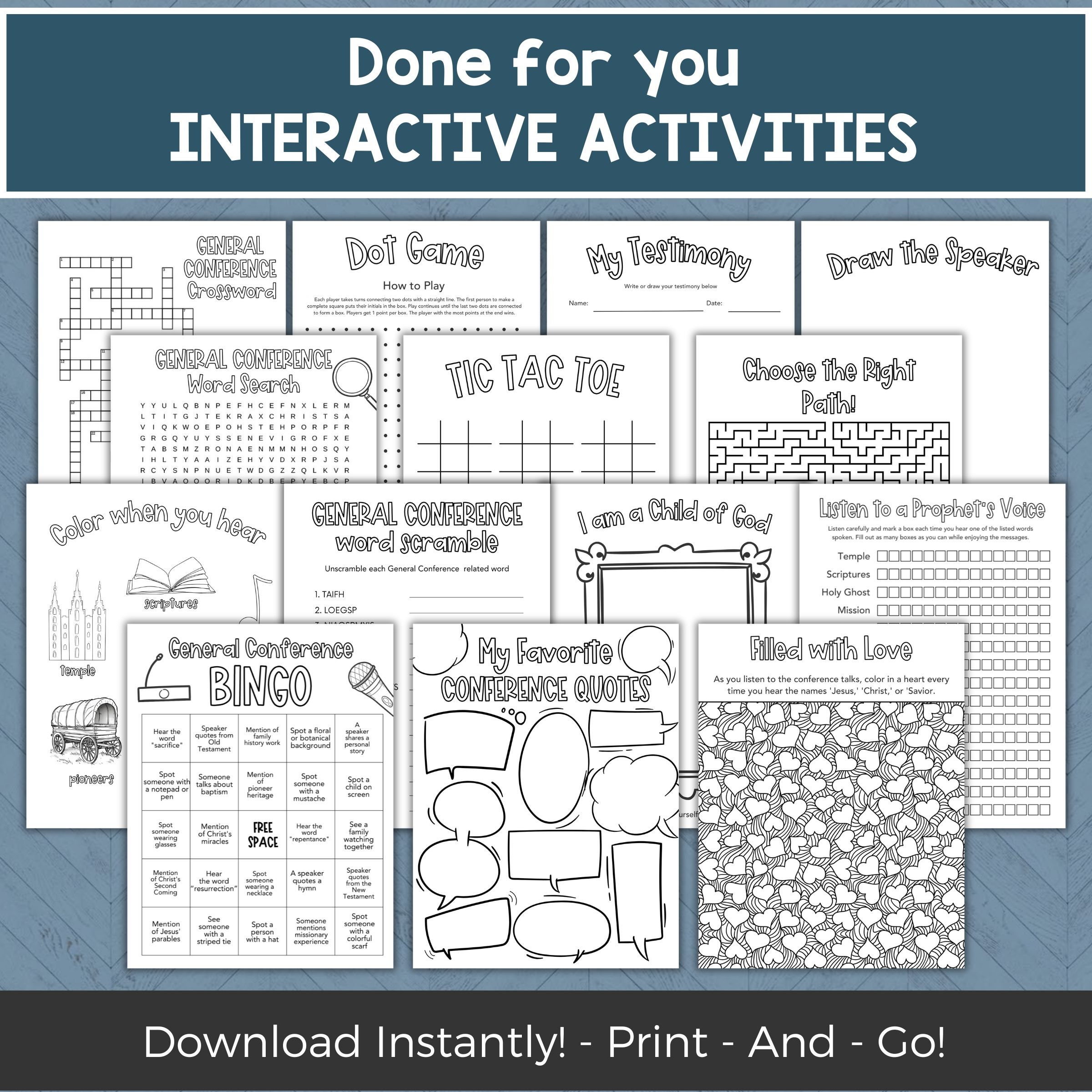 Printable LDS General Conference Primary Packet , Senior Primary ...