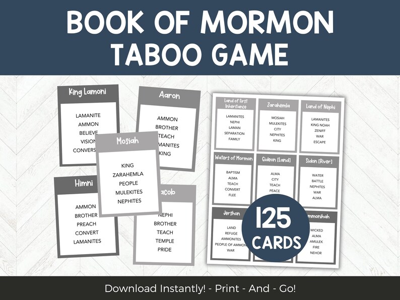 Book of Mormon LDS Game, BOM Taboo Game for LDS Seminary Class or ...