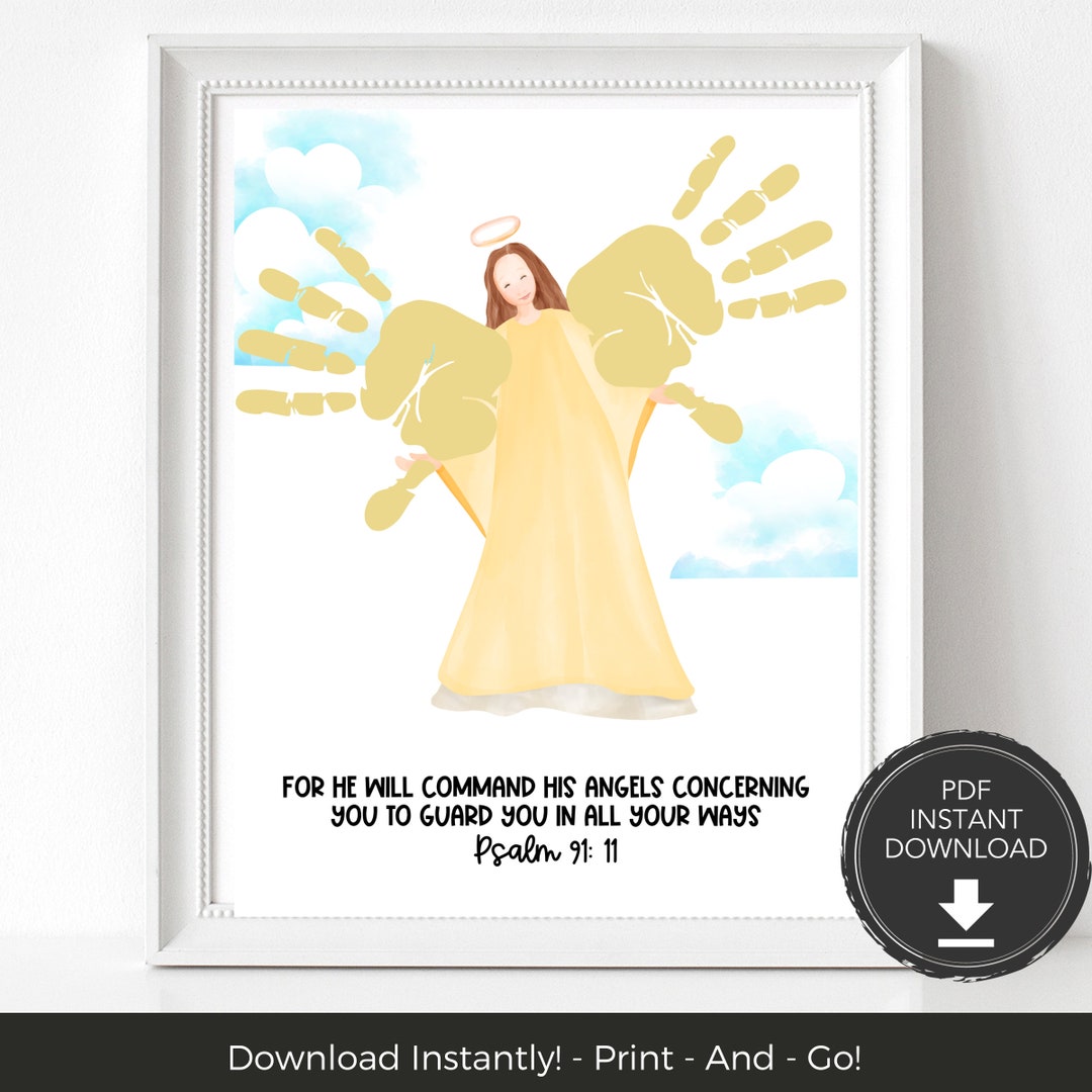 Angel Children's Bible Handprint Craft, Scripture Handprint Art ...
