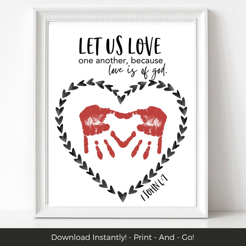 Valentines Christian Printable Bible Craft, Kids Bible Art, Handprint ...