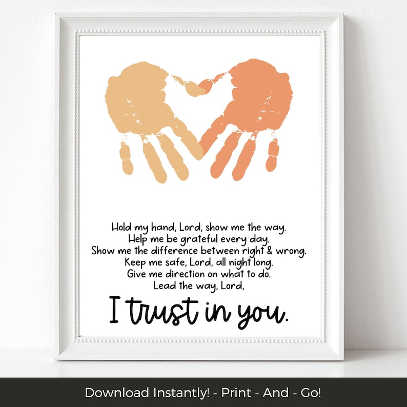 Trust in the Lord Poem Printable Bible Handprint Art, Handprint Craft ...
