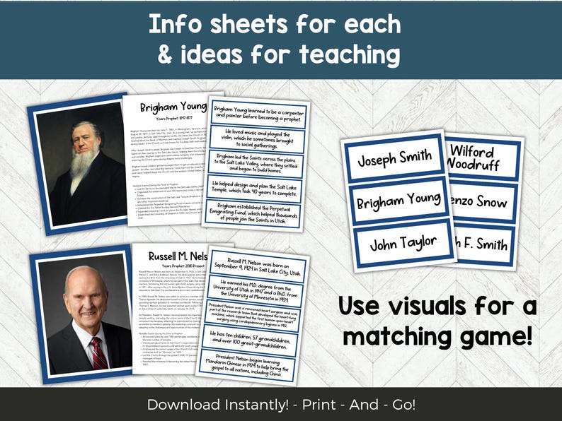 LDS Prophets Banner, Printable Lds Primary Music Visual Aid, Latter Day ...