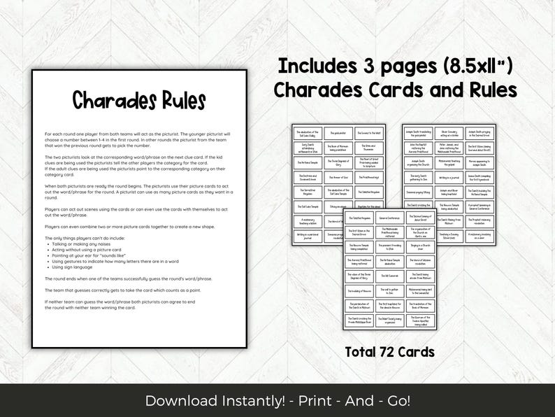 Doctrine and Covenants Charades Game, LDS Youth or Seminary Activity ...