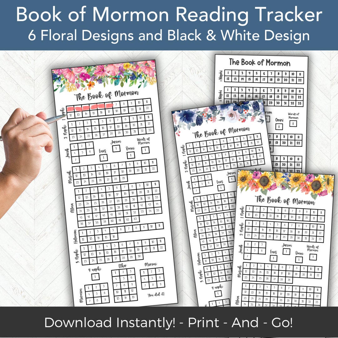 LDS Book of Mormon Reading Chart, Reading Chart Bookmark, Book of ...