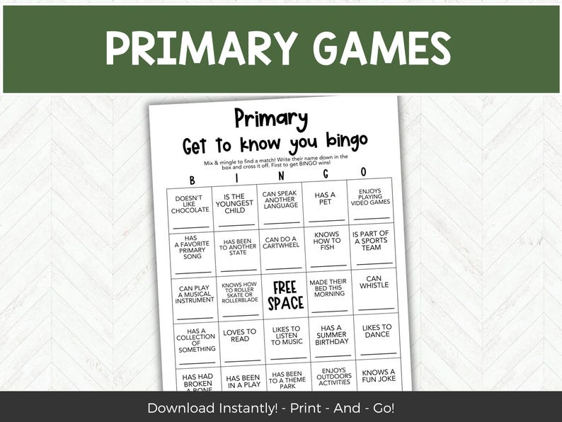 LDS Primary Activity, Easy LDS Printable Icebreaker Game, Activity Days ...
