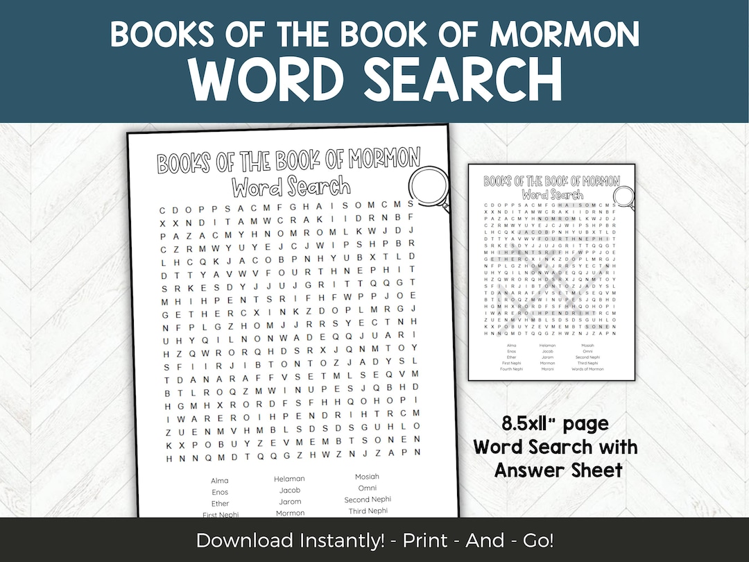 Books of the Book of Mormon Word Search, Printable Bible Game, Sunday ...