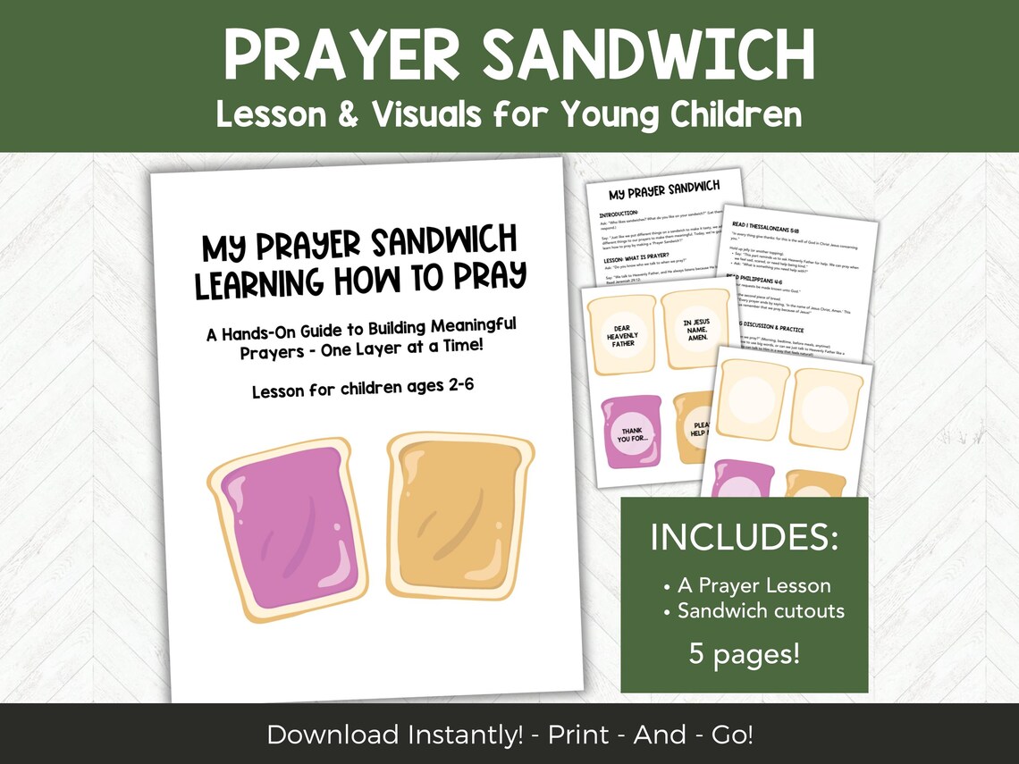Kids Prayer Sandwich Lesson, Toddler Sunday School Prayer Activity ...