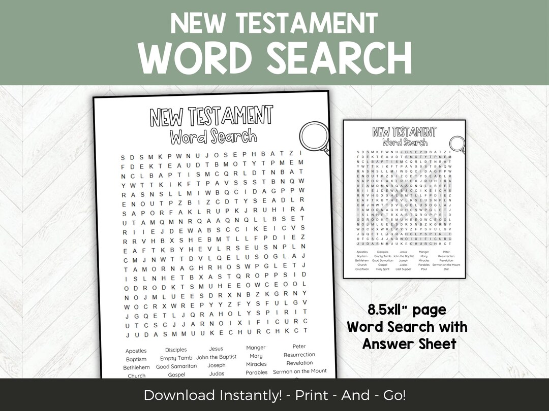 New Testament Bible Word Search Puzzle, Printable Bible Games, Sunday ...