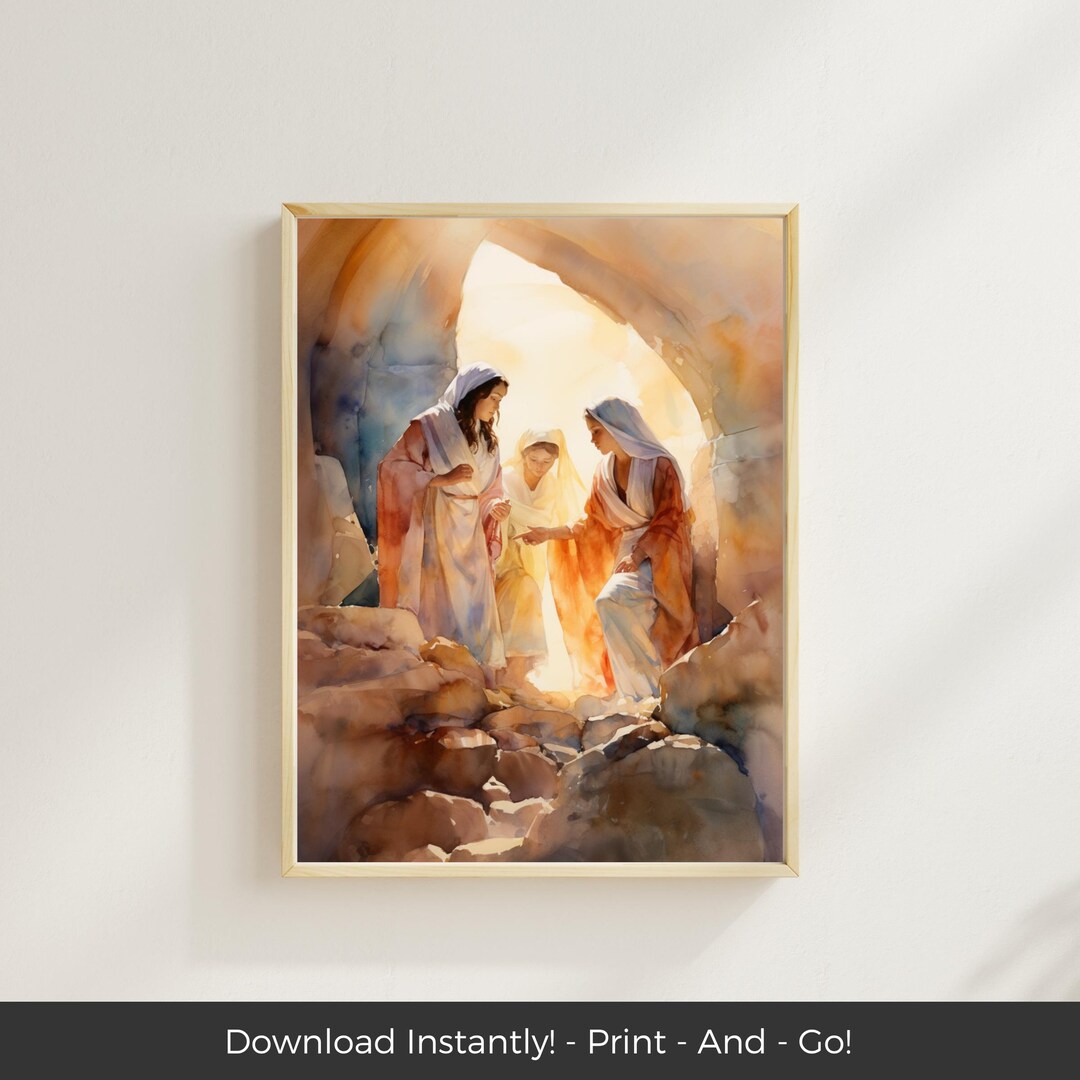 He is Risen Print, Printable Christian Wall Art, Empty Tomb Christian ...