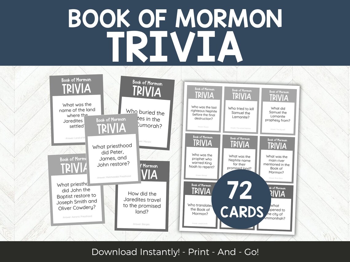 Book of Mormon LDS Game, BOM Trivia Game for LDS Seminary Class or ...
