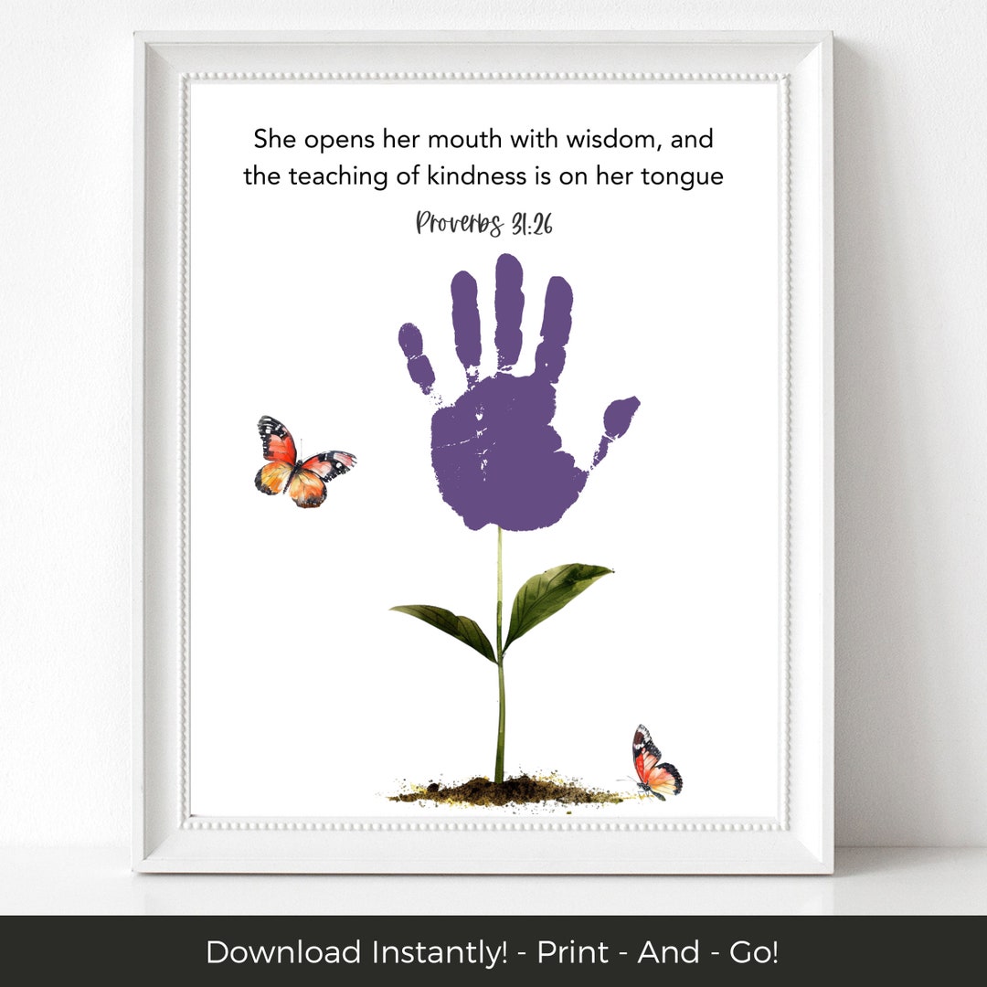 Flower Printable Bible Verse Handprint Art, Kindness Handprint Craft ...