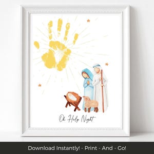 Oh Holy Night Christmas Handprint Art, Printable Sunday School Craft ...