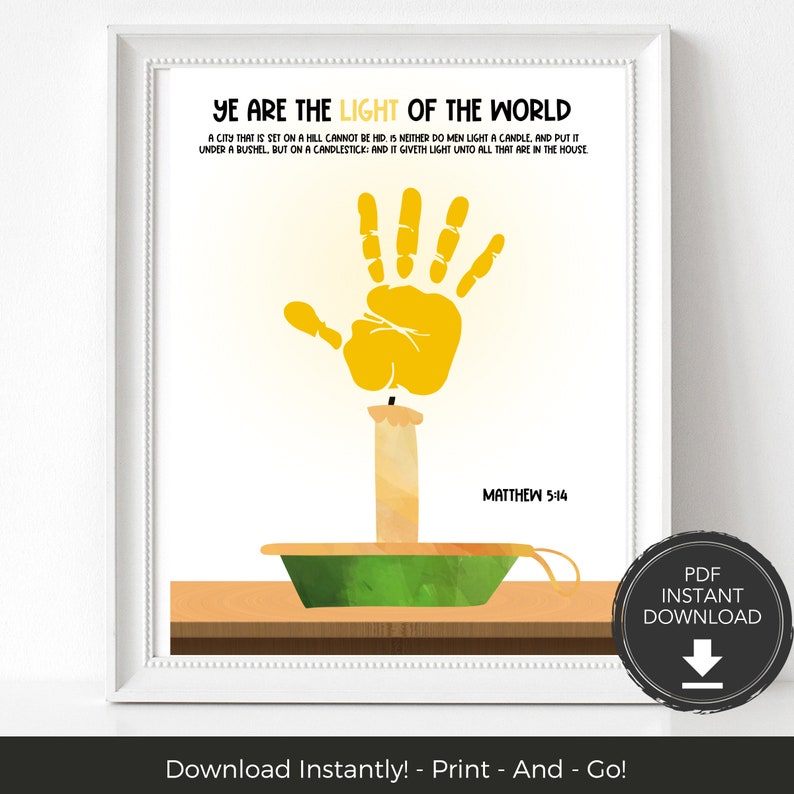 Ye Are the Light of the World Childrens Bible Verse Handprint Craft ...
