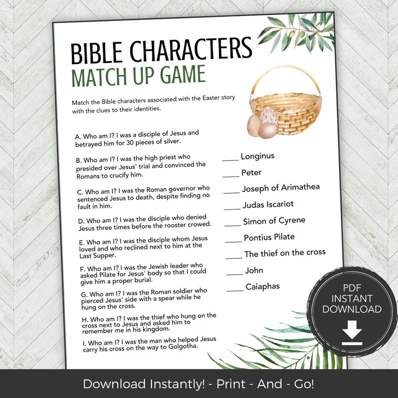 Bible Match Easter Game, Easter Printable Game for Kids Sunday School ...