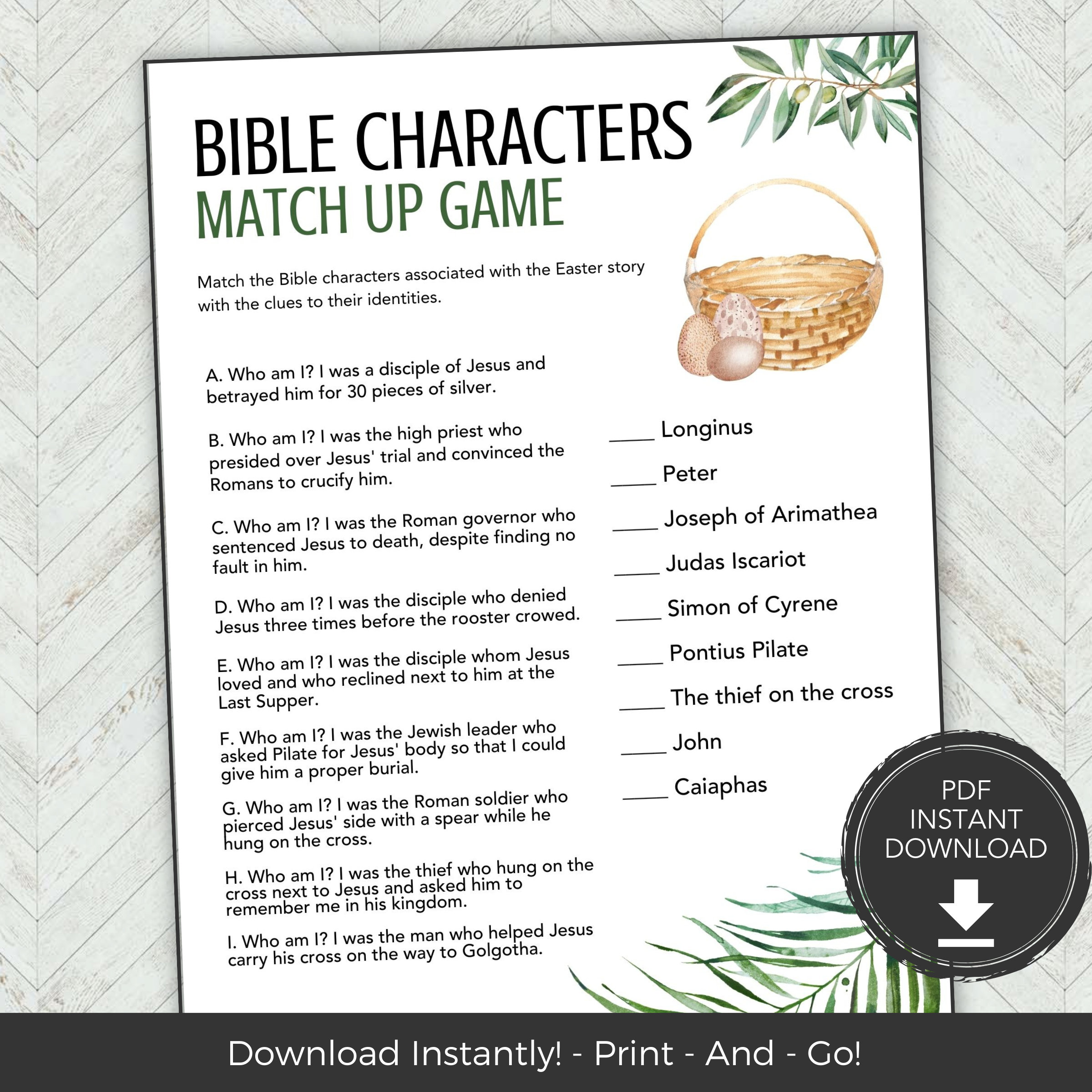 Bible Match Easter Game, Easter Printable Game for Kids Sunday School ...