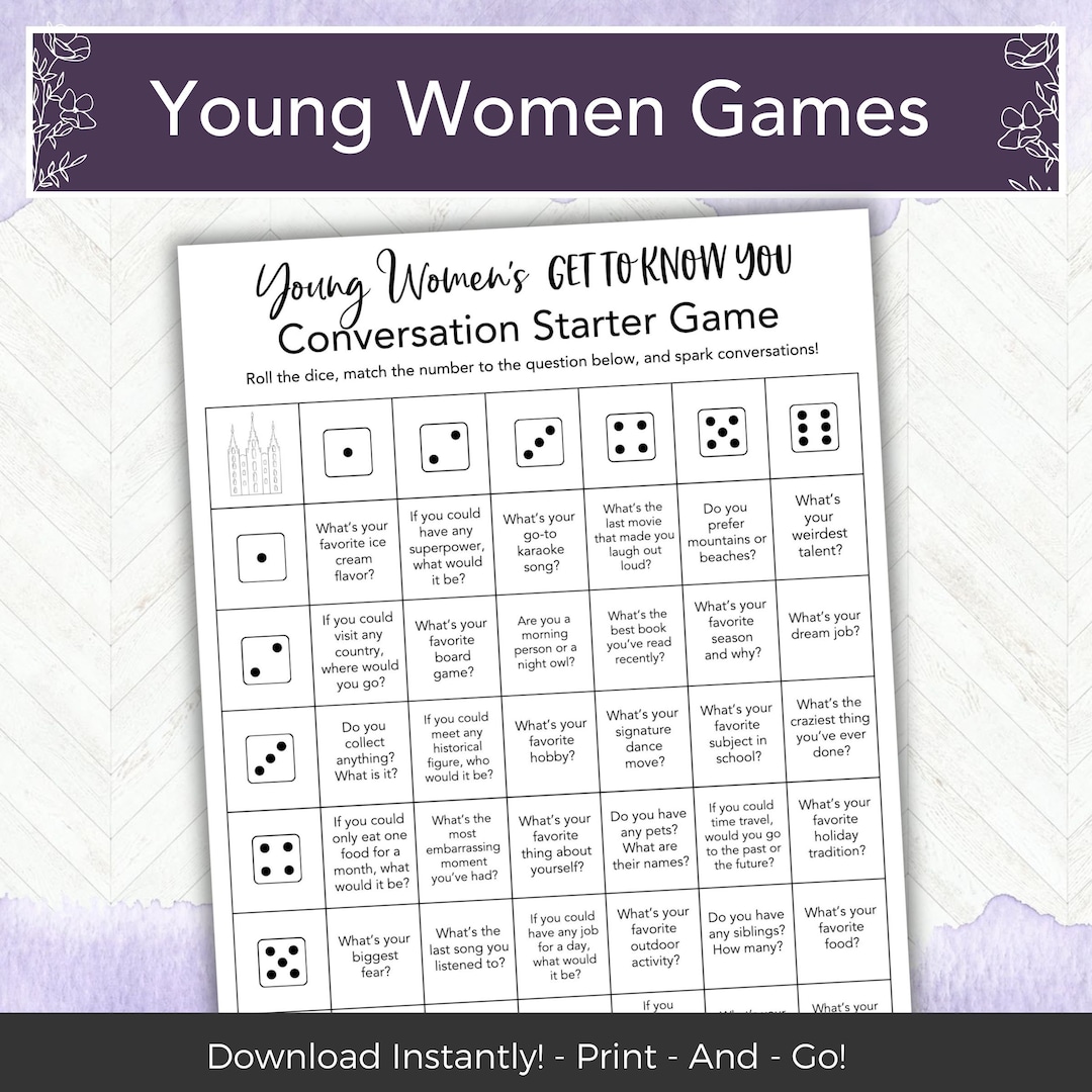 LDS Young Women Activity, Easy LDS Printable Game Idea, Church of Jesus ...