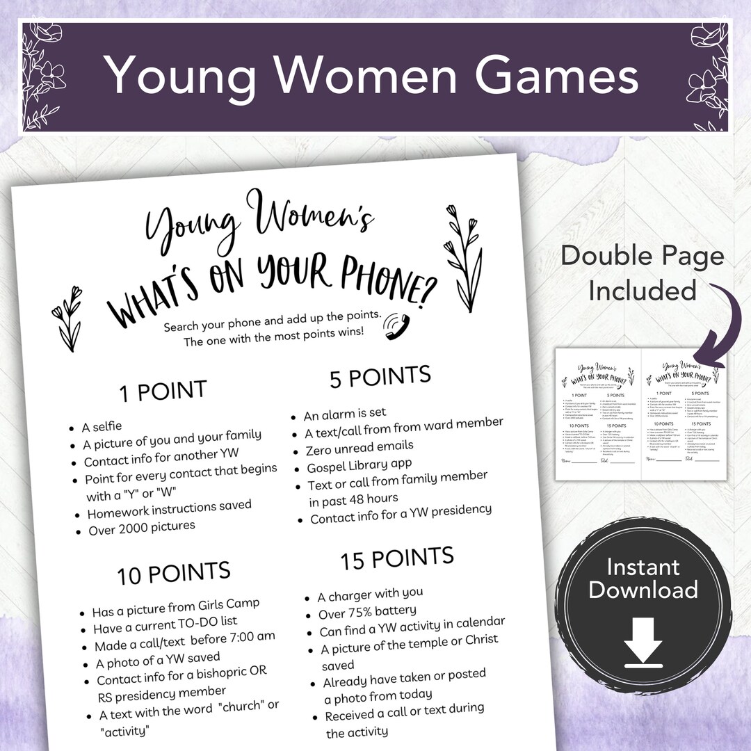LDS Young Women Activity, Easy LDS Printable Game Idea, Church of Jesus ...