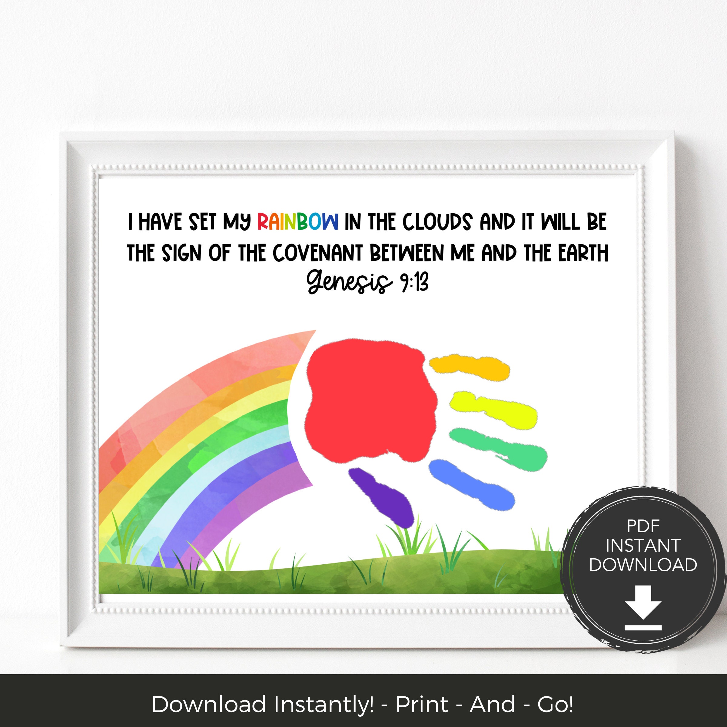 Noah's Ark Rainbow Children's Bible Handprint Craft, Scripture ...