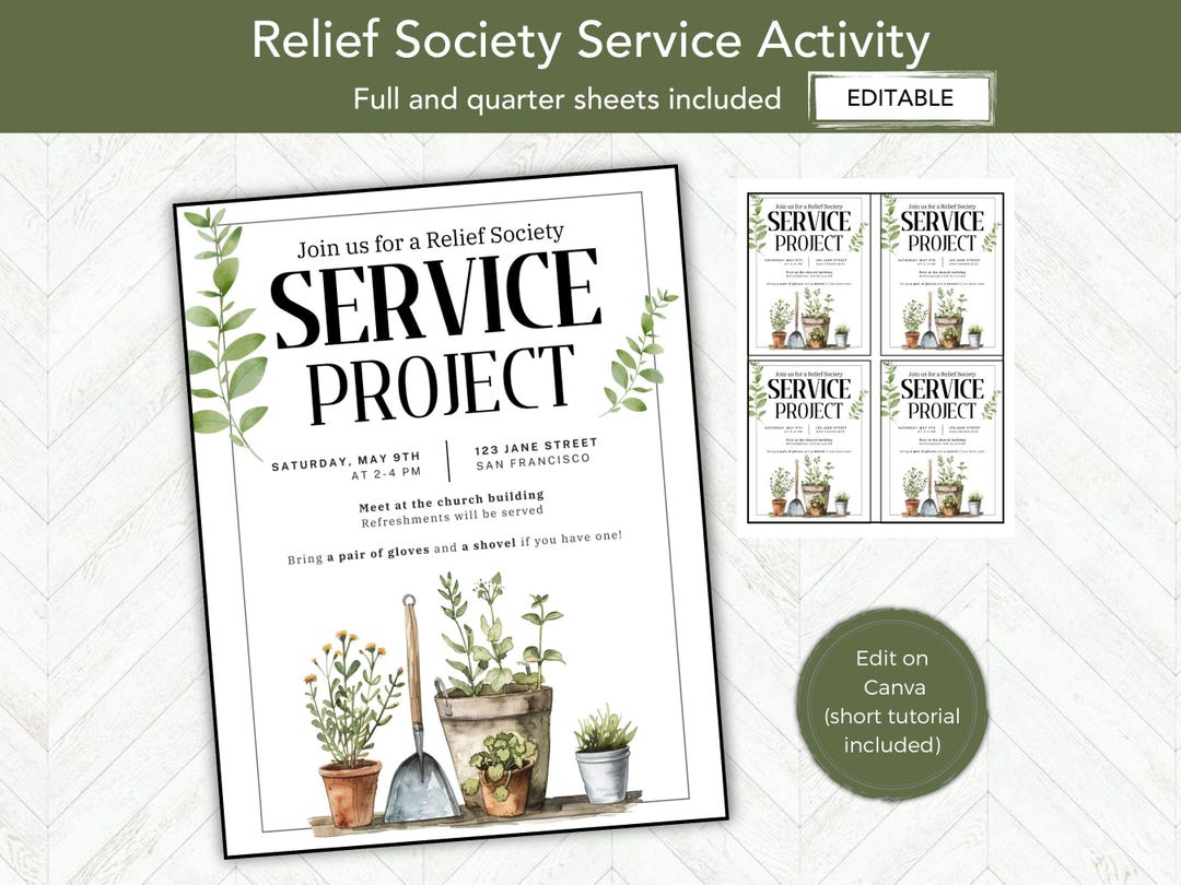 Relief Society Service Project Activity, EDITABLE RS Activity ...