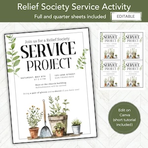 Relief Society Service Project Activity, EDITABLE RS Activity ...