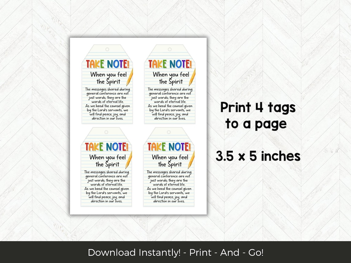 LDS General Conference Treat Tag, Primary General Conference Tag ...